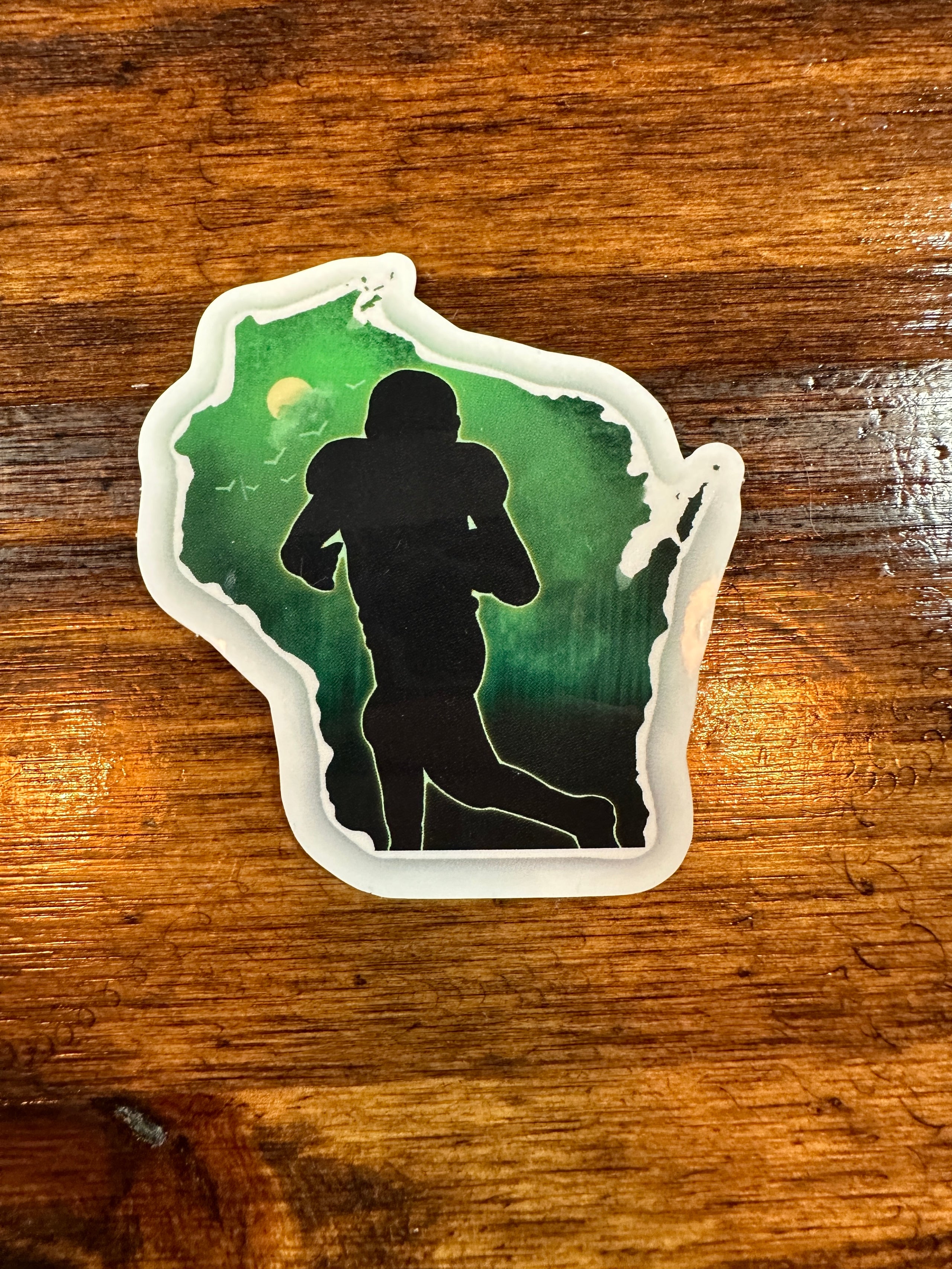 Sticker - State w/Football Player | LoCo WisCo
